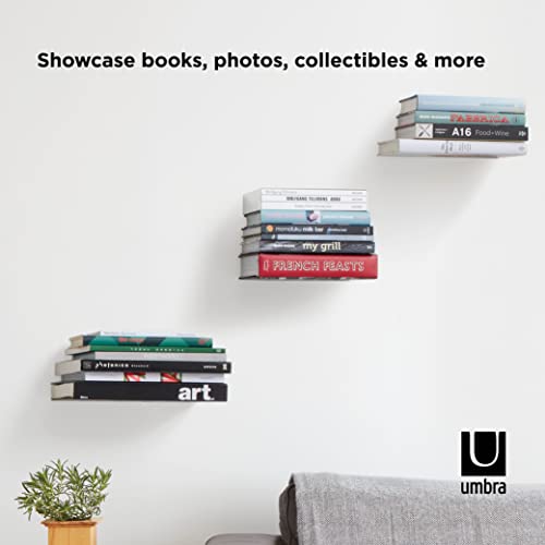 Umbra 330639-560 Conceal Floating Bookshelf, Set of 3, Small, Silver