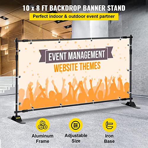 VEVOR Backdrop Banner Stand 10 x 8 Ft Adjustable Height Background Stand Backdrop With Newest Step and Repeat Backdrop Stand For Parties Wedding Photo Booth Trade Show 1 Carrying Bag