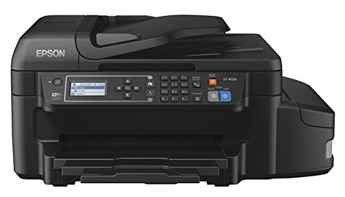 Epson WorkForce ET-4550 EcoTank Wireless Color All-in-One Supertank Printer with Scanner, Copier, Fax, Ethernet, Wi-Fi, Wi-Fi Direct, Tablet and Smartphone (iPad, iPhone, Android) Printing, Easily Refillable Ink Tanks