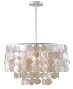 kenroy home 93409wh shelley 1 light pendants, 20 inch width, white