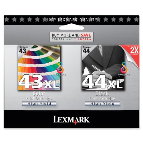 Lexmark International Products - Photo Print Cartridge, Combo Pack, Black/Tri-color - Sold as 1 PK - Twin-pack includes a 43XL Color Print Cartridge and 44XL Black Print Cartridge. Cartridges are designed for use with Lexmark X4850, X4875, X4950, X4975, X