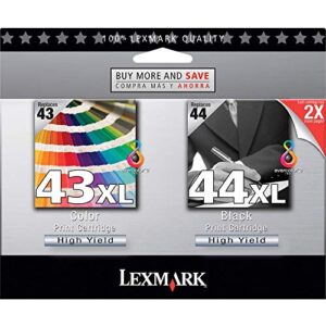 Lexmark International Products - Photo Print Cartridge, Combo Pack, Black/Tri-color - Sold as 1 PK - Twin-pack includes a 43XL Color Print Cartridge and 44XL Black Print Cartridge. Cartridges are designed for use with Lexmark X4850, X4875, X4950, X4975, X