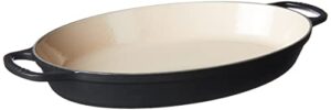 le creuset enamel cast iron signature oval baker, 3 quart, black