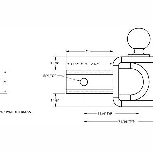 ATV/UTV Ball Mount for 2 Inch Receivers with 2 Inch Hitch Ball - Made in U.S.A.