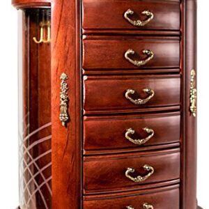 Hives and Honey Patricia Etched Glass Mahogany Jewelry Chest Jewelry Box