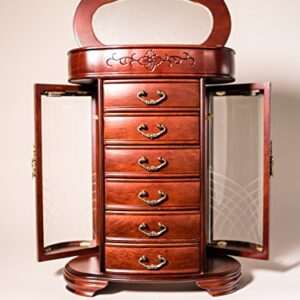 Hives and Honey Patricia Etched Glass Mahogany Jewelry Chest Jewelry Box