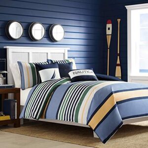 nautica dover cotton comforter set, full/queen, blue