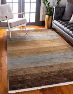 unique loom fars collection area rug - manila (6' 1" x 9' rectangle, multi/ light brown)