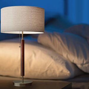 Adesso 3376-15 Hamilton Table Lamp, 26.25 in., 100W Incandescent/26W CFL, Walnut Eucalyptus Wood/Antique Brass, 1 Modern Lamp