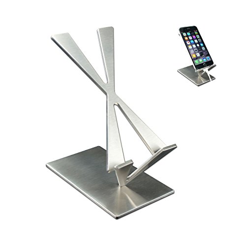 ArtsOnDesk Modern Art Desk iPhone Stand - St204 Stainless Steel Silver Color Patent Registered Specially Designed for Typing Compatible with All iPhones Google Pixel Samsung Mobile Ipad