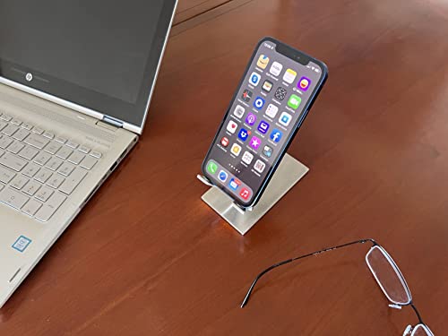 ArtsOnDesk Modern Art Desk iPhone Stand - St204 Stainless Steel Silver Color Patent Registered Specially Designed for Typing Compatible with All iPhones Google Pixel Samsung Mobile Ipad