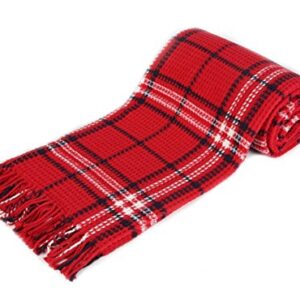 Arus Scotch Collection Tartan Plaid Design Cotton Blend Throw Blanket, Red Label