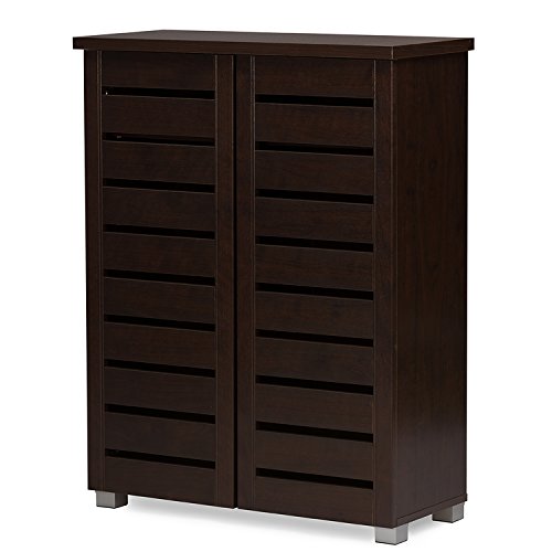 Wholesale Interiors Baxton Studio Adalwin Modern and Contemporary 2-Door Dark Brown Wooden Entryway Shoes Storage Cabinet, SC863522-Wenge