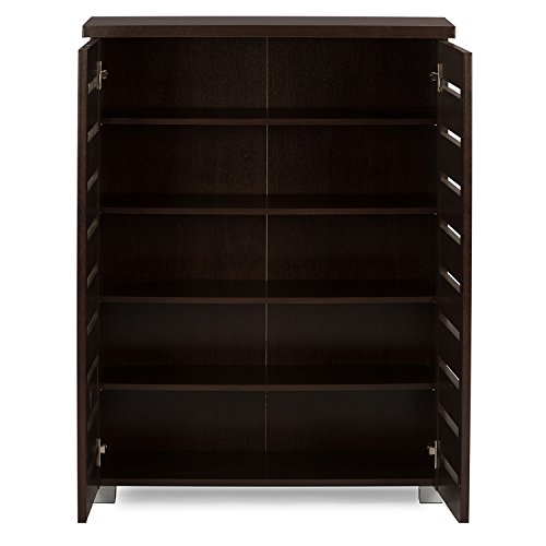 Wholesale Interiors Baxton Studio Adalwin Modern and Contemporary 2-Door Dark Brown Wooden Entryway Shoes Storage Cabinet, SC863522-Wenge