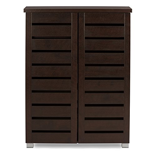 Wholesale Interiors Baxton Studio Adalwin Modern and Contemporary 2-Door Dark Brown Wooden Entryway Shoes Storage Cabinet, SC863522-Wenge