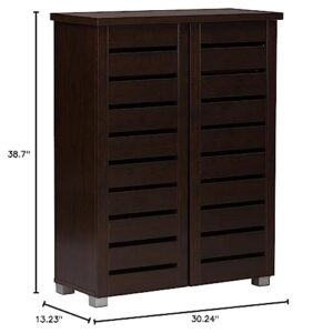 Wholesale Interiors Baxton Studio Adalwin Modern and Contemporary 2-Door Dark Brown Wooden Entryway Shoes Storage Cabinet, SC863522-Wenge