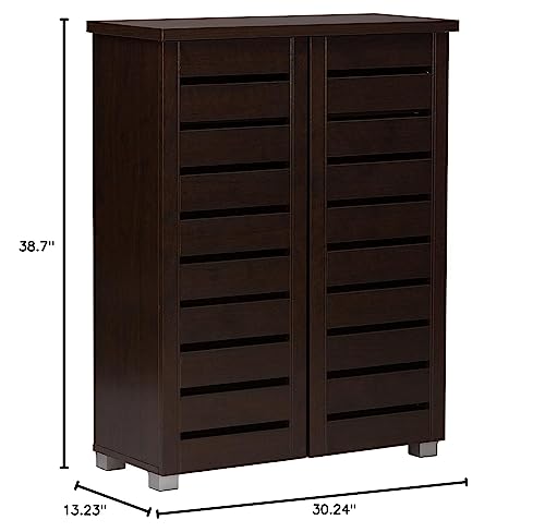 Wholesale Interiors Baxton Studio Adalwin Modern and Contemporary 2-Door Dark Brown Wooden Entryway Shoes Storage Cabinet, SC863522-Wenge