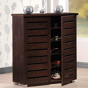 Wholesale Interiors Baxton Studio Adalwin Modern and Contemporary 2-Door Dark Brown Wooden Entryway Shoes Storage Cabinet, SC863522-Wenge