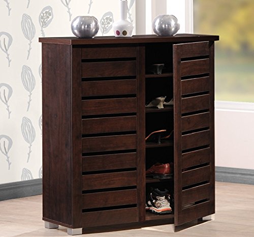 Wholesale Interiors Baxton Studio Adalwin Modern and Contemporary 2-Door Dark Brown Wooden Entryway Shoes Storage Cabinet, SC863522-Wenge