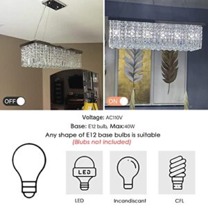 Rectangle Chandeliers for Dining Room Modern Ceiling Light Fixtures Hanging Crystal Chandelier Pendant Light Living Room Beautiful Light Fixture for Kitchen Island Cafes Office of CRYSTOP