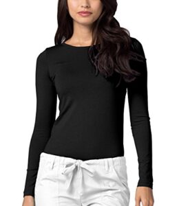 adar uniforms underscrubs for women, long sleeve underscrub comfort tee, 2900, black, s