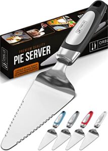 orblue pie server, essential kitchen tool, serrated on both sides, great for right or left handed chef, stainless steel flatware, cake cutter