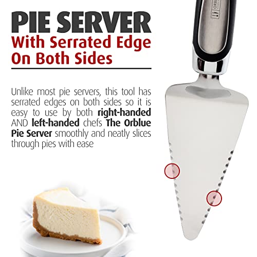 Orblue Pie Server, Essential Kitchen Tool, Serrated on Both Sides, Great for Right or Left Handed Chef, Stainless Steel Flatware, Cake Cutter