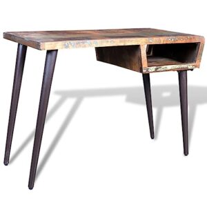 vidaxl rustic home office desk workstation writing table reclaimed wood w/ iron legs