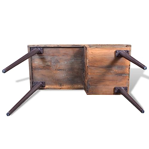 vidaXL Rustic Home Office Desk Workstation Writing Table Reclaimed Wood w/ Iron Legs