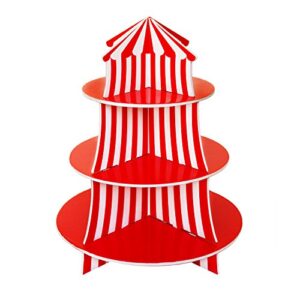 3 tier cupcake foam stand with circus carnival tent design for desserts, birthdays, decorations