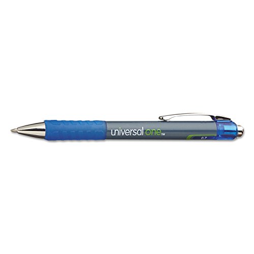 Universal One Roller Ball Retractable Gel Pen, Blue Ink, Medium, Dozen