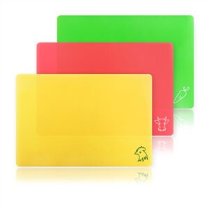 new star foodservice 28690 flexible cutting board, 9.5-inch by 14-inch, assorted colors, set of 3