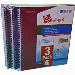 Top Flight Wired 3-Subject Wirebound Notebook (Pack of 3)