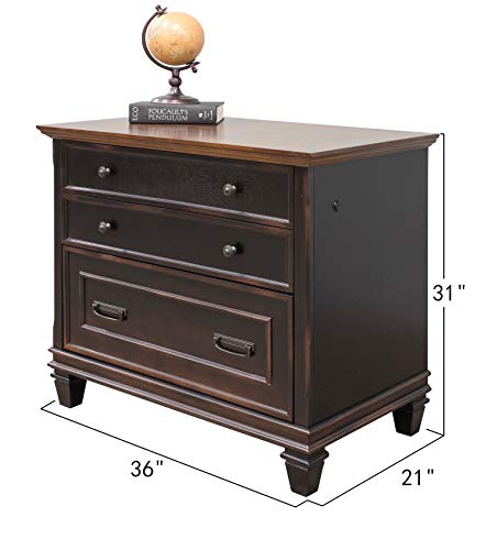 Martin Furniture Hartford Lateral File Cabinet, Brown - Fully Assembled