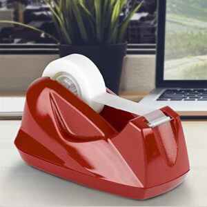 Acrimet Premium Desktop Tape Dispenser, Plastic, Non-Skid Base (Heavy Duty) (Red Color)