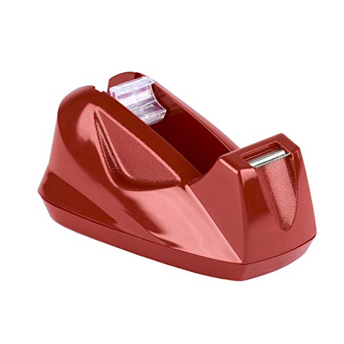 Acrimet Premium Desktop Tape Dispenser, Plastic, Non-Skid Base (Heavy Duty) (Red Color)