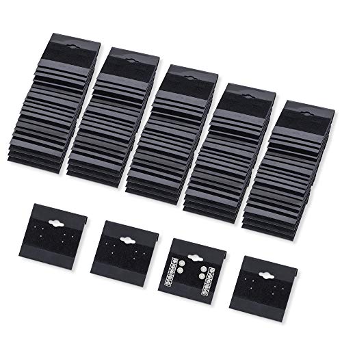 Super Z Outlet Black Velvet Plastic Display Cards for Earrings, Jewelry Accessories, 2" x 2" (100 Pk)