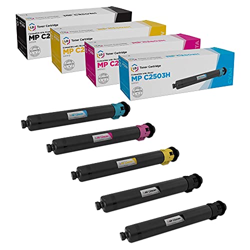 LD Compatible Toner Cartridge Replacement for Ricoh Aficio MP C2003 & MP C2503 (2 Black, 1 Cyan, 1 Magenta, 1 Yellow, 5-Pack)