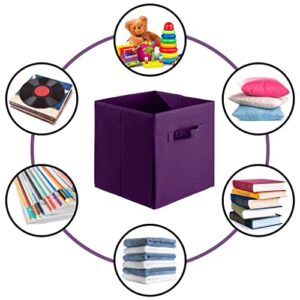 Sorbus Foldable Storage Cubes - 6 Fabric Baskets for Organizing Pantry, Closet, Shelf, Nursery, Playroom, Toy Box, Cubby - 11 Inch Dual Handle Collapsible Closet Organizers and Storage Bins (Purple)