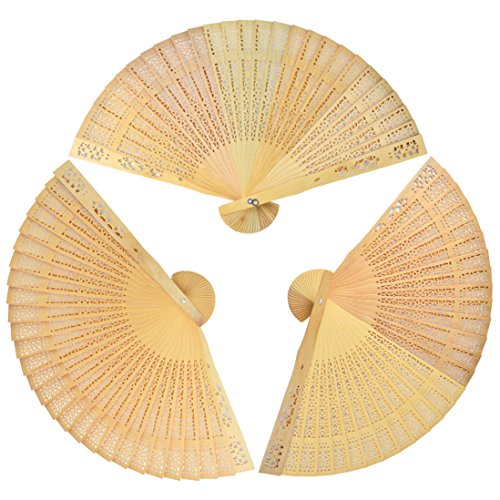 Dxhycc Sandalwood Fan (Set of 24 pcs) - Baby Shower Gifts & Wedding Favors