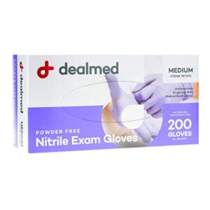 Dealmed Medical Exam Gloves – 200 Count Medium Nitrile Gloves, Disposable Gloves, Non-Irritating Latex Free Gloves, Multi-Purpose Use Medical Gloves for a First Aid Kit and Medical Facilities