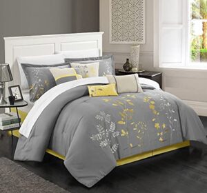 chic home 8 piece bliss garden comforter set, king, yellow