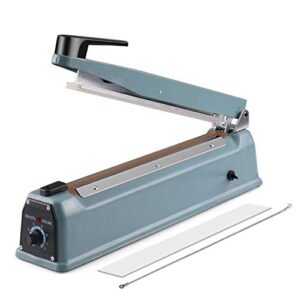 flexzion impulse sealer 12 inch (300mm) 400w heat sealer machine with adjustable heating mode, no warm up needed, portable bag and seal impulse with replacement element grip and teflon tape