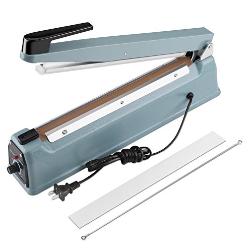 Flexzion Impulse Sealer 12 Inch (300mm) 400W Heat Sealer Machine with Adjustable Heating Mode, No Warm Up Needed, Portable Bag and Seal Impulse with Replacement Element Grip and Teflon Tape