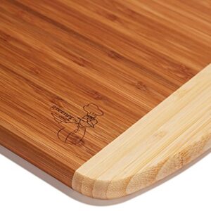 Bamboo Cutting Board Housewarming Gift Set - With Bonus 3-Piece Cooking Utensils - Wooden Spoon, Salad Tongs and Wood Spatula - Mother's Day, Wedding & Kitchen Gadgets Gift Idea