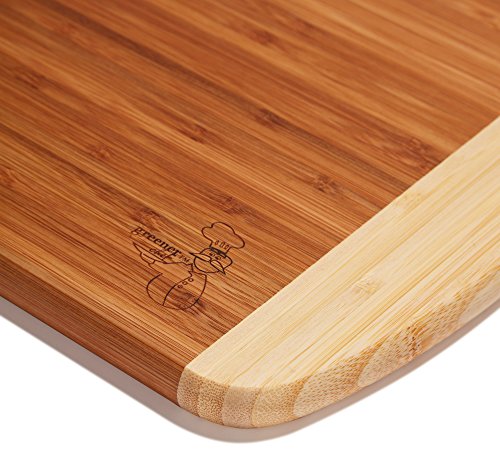 Bamboo Cutting Board Housewarming Gift Set - With Bonus 3-Piece Cooking Utensils - Wooden Spoon, Salad Tongs and Wood Spatula - Mother's Day, Wedding & Kitchen Gadgets Gift Idea