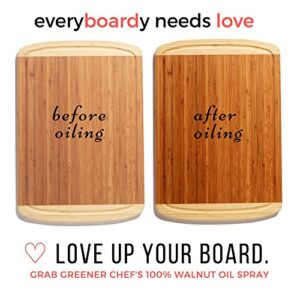 Bamboo Cutting Board Housewarming Gift Set - With Bonus 3-Piece Cooking Utensils - Wooden Spoon, Salad Tongs and Wood Spatula - Mother's Day, Wedding & Kitchen Gadgets Gift Idea