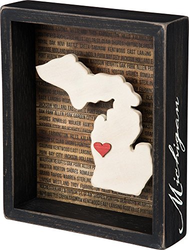 Primitives by Kathy 27794 Wanderlust Box Sign, 6.75" x 8", Michigan