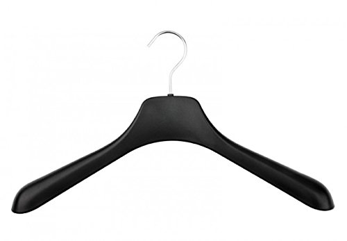 NAHANCO W007B Plastic Jacket Hangers, Concave, 17", Black (Pack of 24)