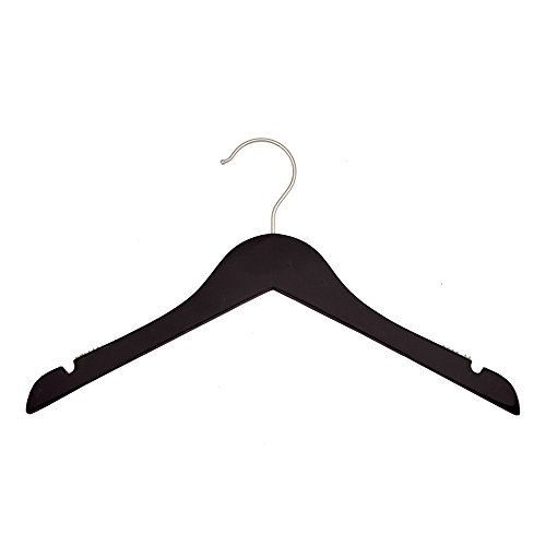 NAHANCO 20212 Flat Wood Top Hanger, 12", Low Gloss Black (Pack of 100)